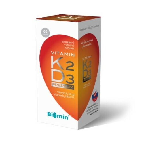 BIOMIN vitamín K2 + vitamín D3 2000 IU premium 60 kapsúl | Vitamíny a ...